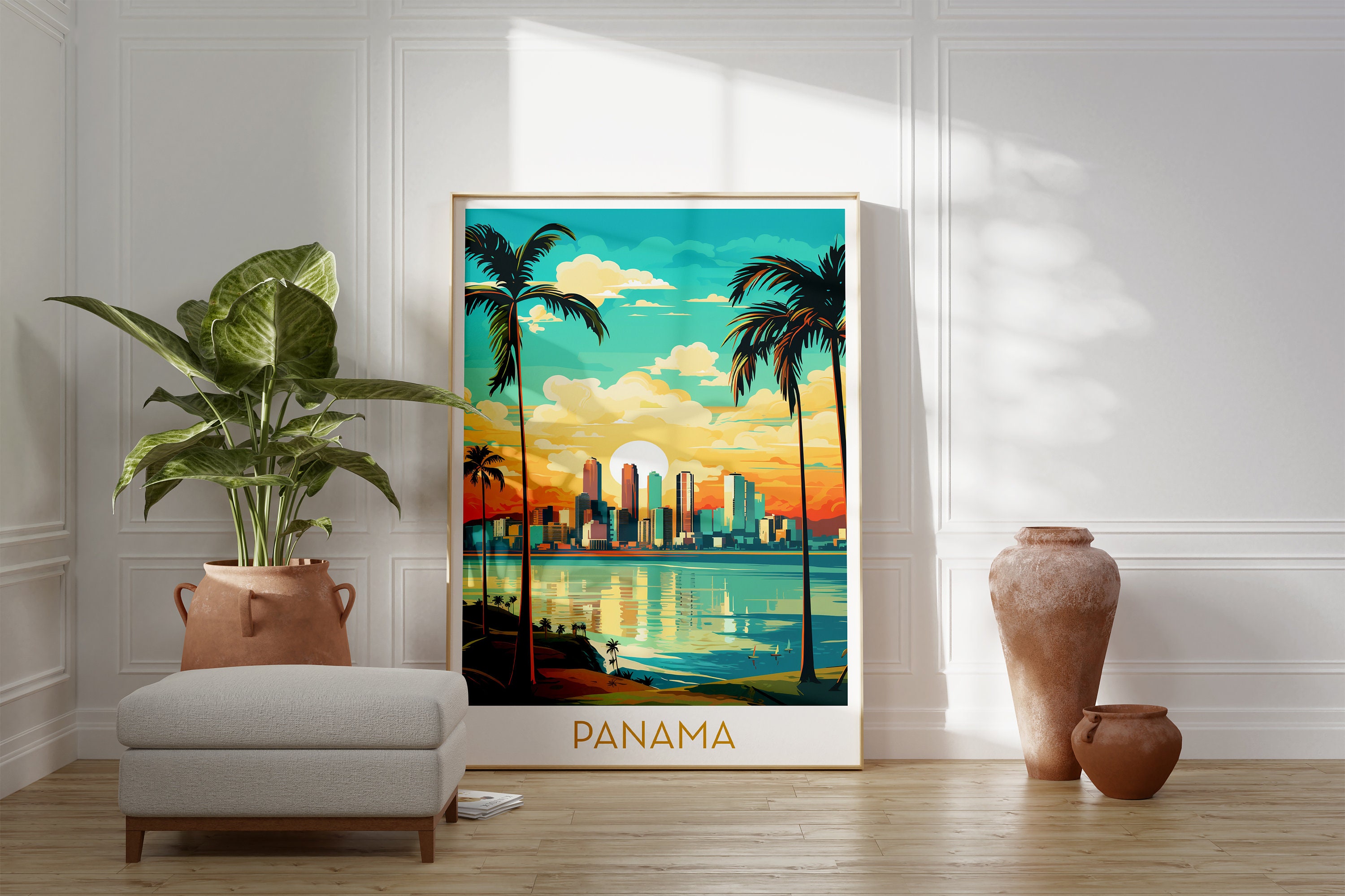 Panama Travel Poster Printable Wall Art Home Decor, Maximal Vibrant Mid ...