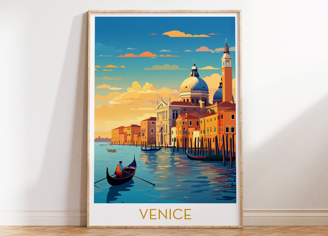Venice City Scape Italy Travel Poster Pop Art Maximal Home Decor Mid ...