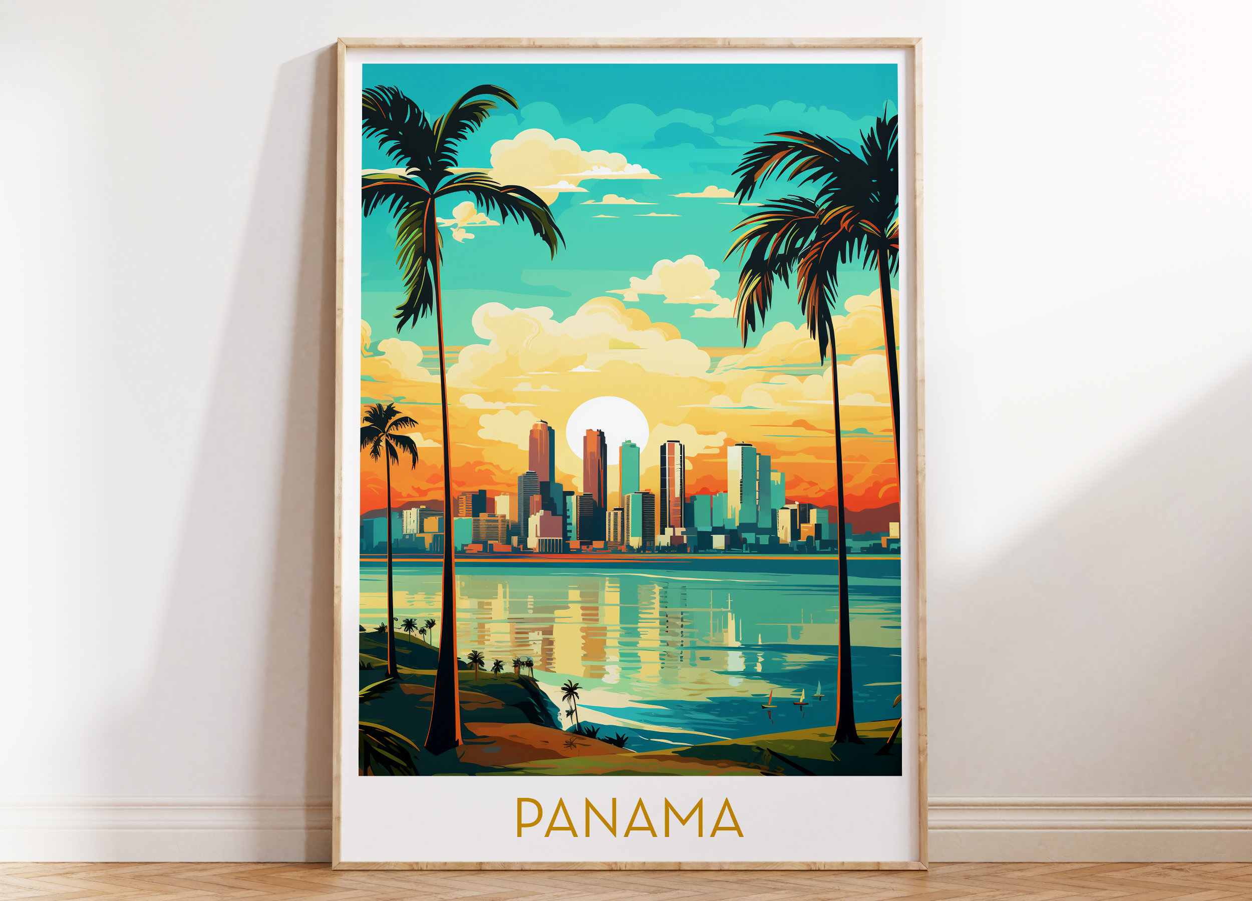 Panama Travel Poster Printable Wall Art Home Decor, Maximal Vibrant Mid ...