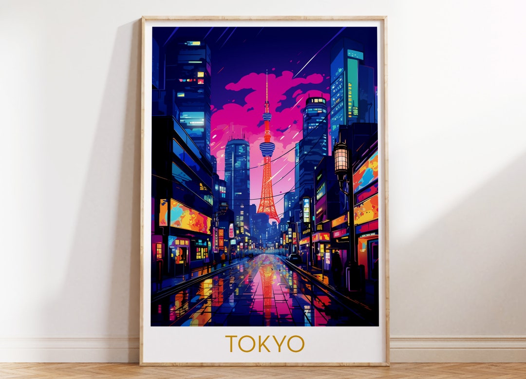 Tokyo Travel Poster City Scape Japan Pop Art Wall Decor Print Maximal ...
