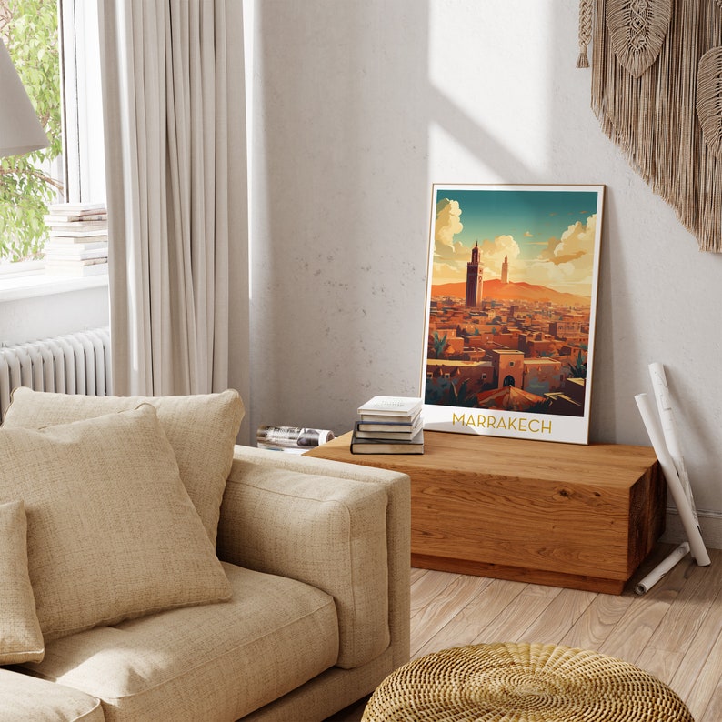 Marrakesh Travel Poster Printable Morocco Wall Decor Print, Maximal Mid ...