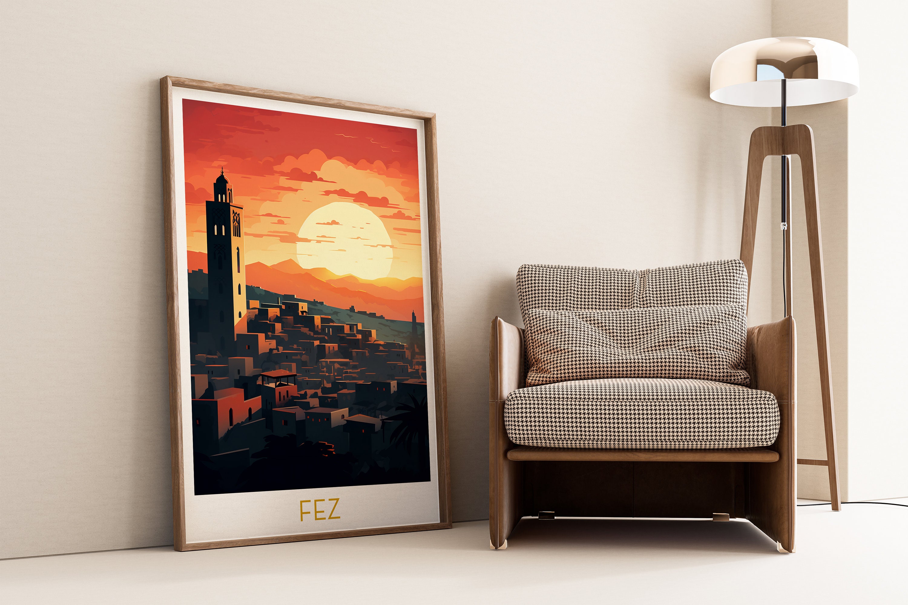 Fez City Skyline Morocco Travel Poster Retro Wall Art City Poster ...