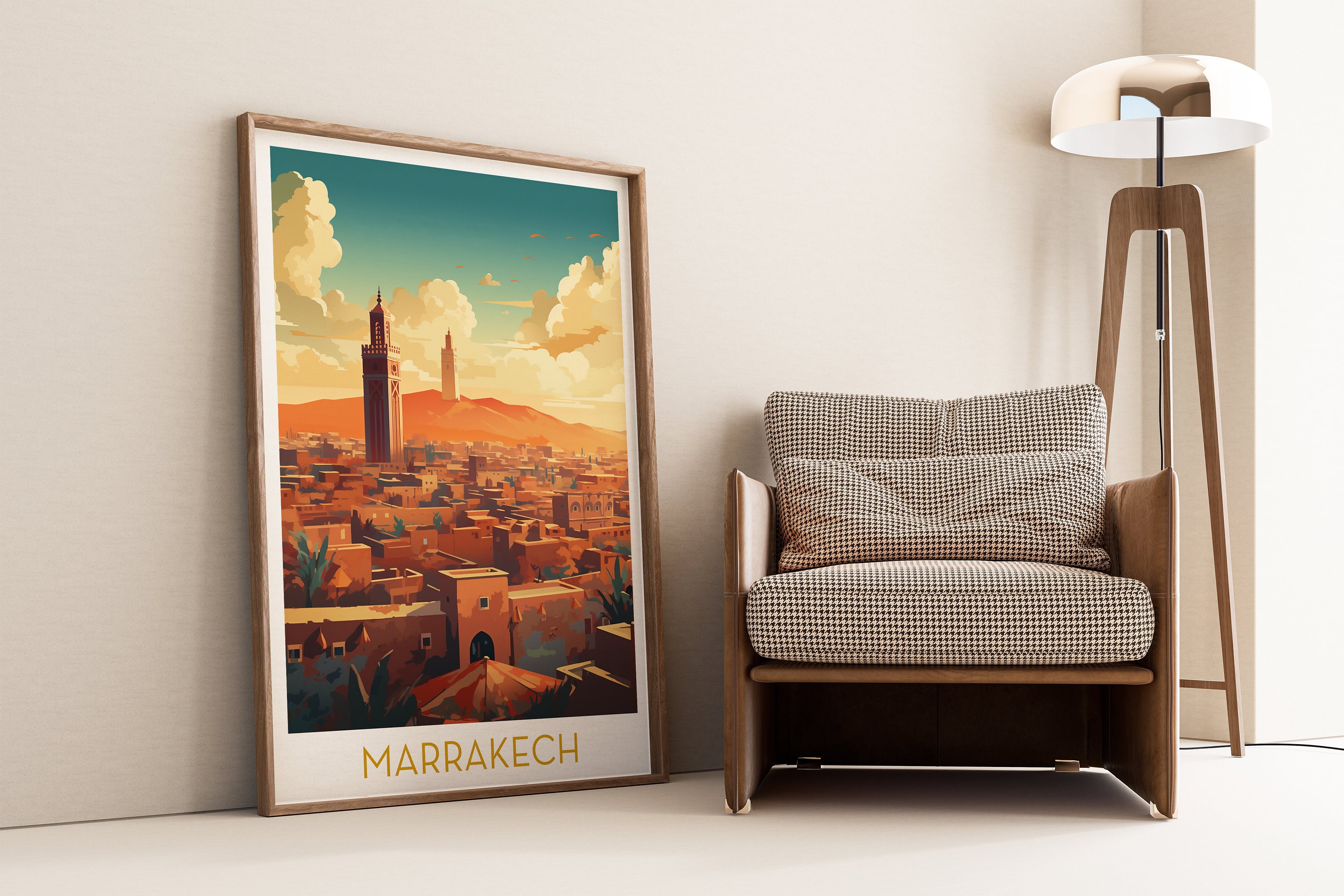 Marrakesh Travel Poster Printable Morocco Wall Decor Print, Maximal Mid ...