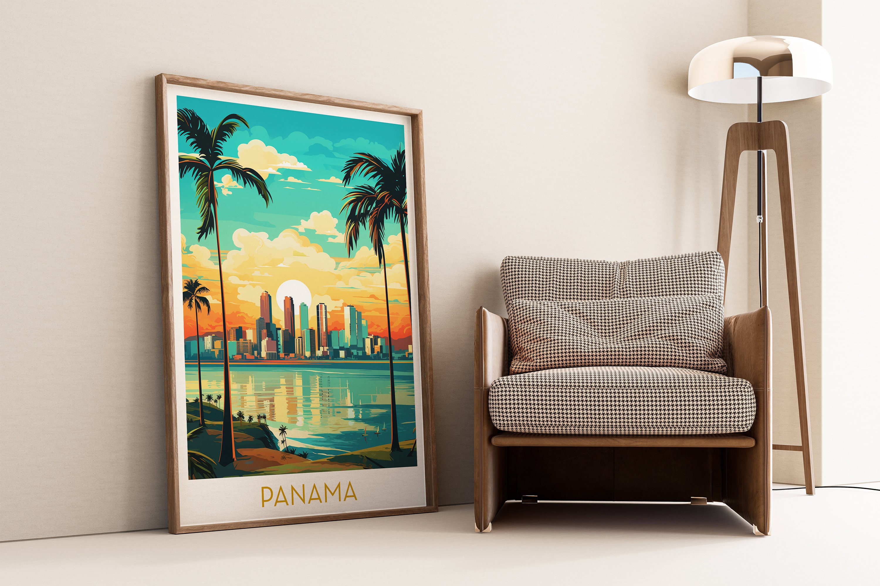 Panama Travel Poster Printable Wall Art Home Decor, Maximal Vibrant Mid ...