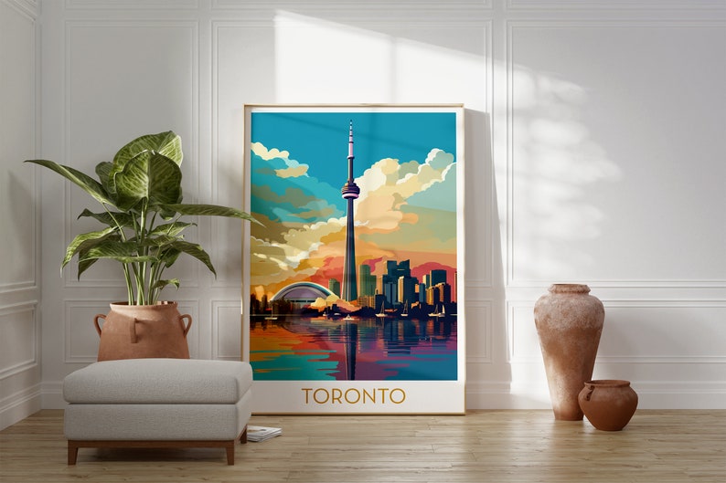 Toronto Travel Poster City Scape Vintage Wall Decor Print Maximal Mid ...