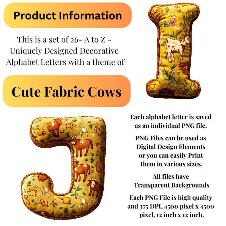 Cow Clipart Alphabet Letters for Farm Animal Clip Art PNG, Farm Theme ...