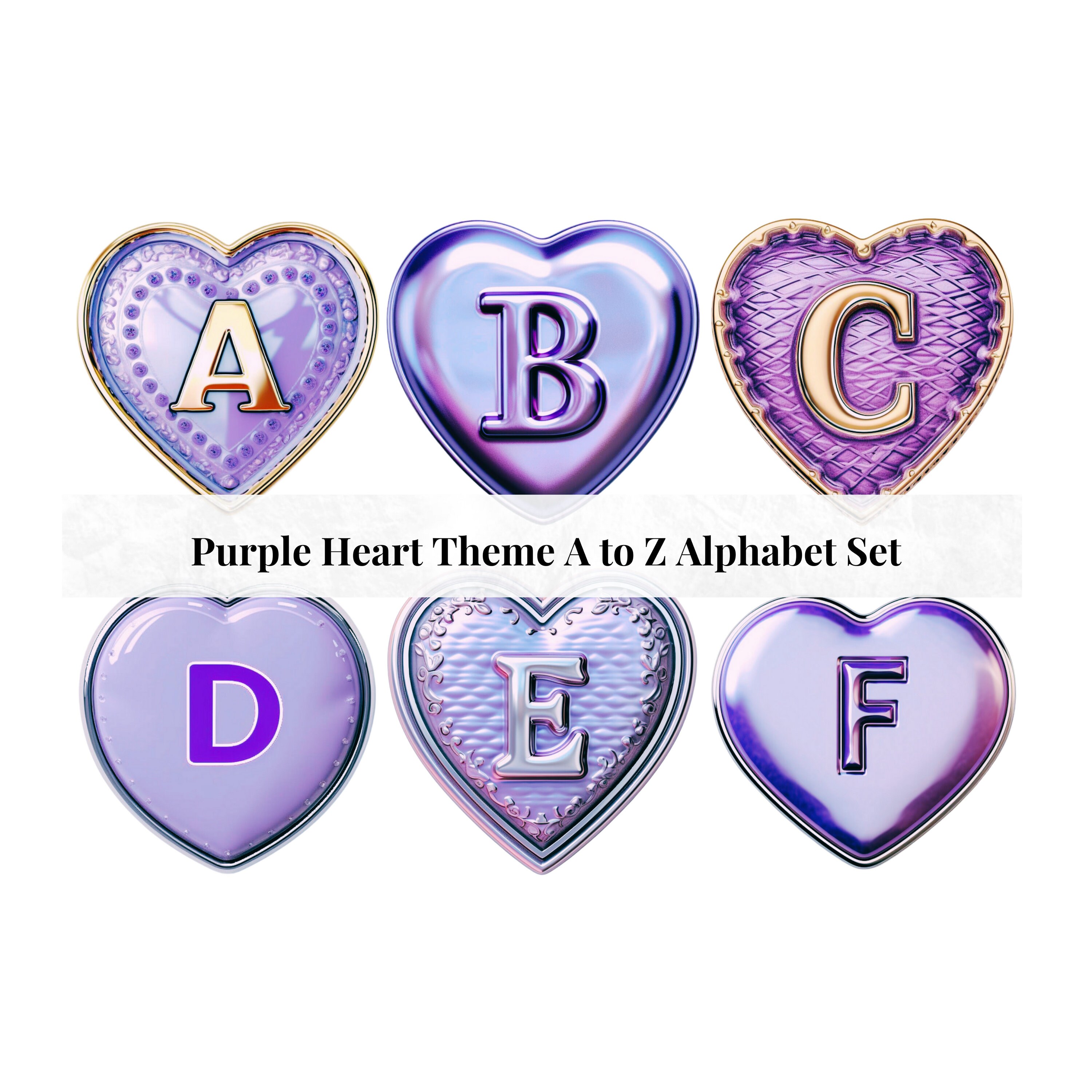 Love Heart Clipart Alphabet Letters PNG File for Purple Hearts - Etsy