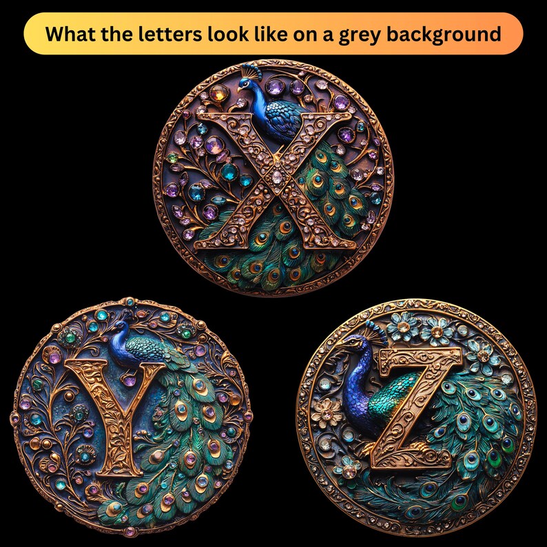 Peacock Clipart PNG Alphabet Letters for Cricut Designs, Bird Clip Art ...