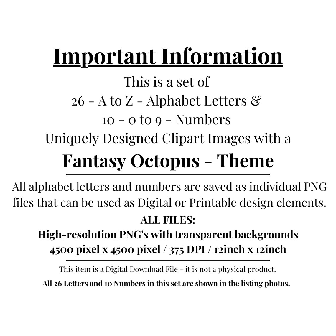 Octopus Printable Alphabet Letters and Numbers for Under the Sea ...