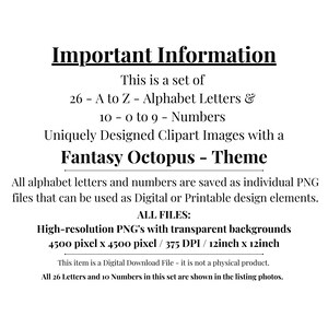 Octopus Printable Alphabet Letters and Numbers for Under the Sea ...