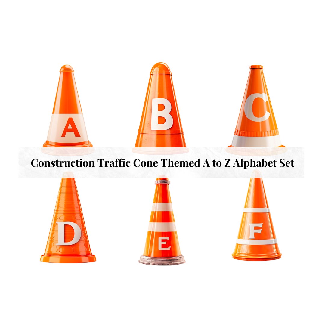 Traffic Cone Clipart Alphabet Letters PNG File for Construction Digital ...