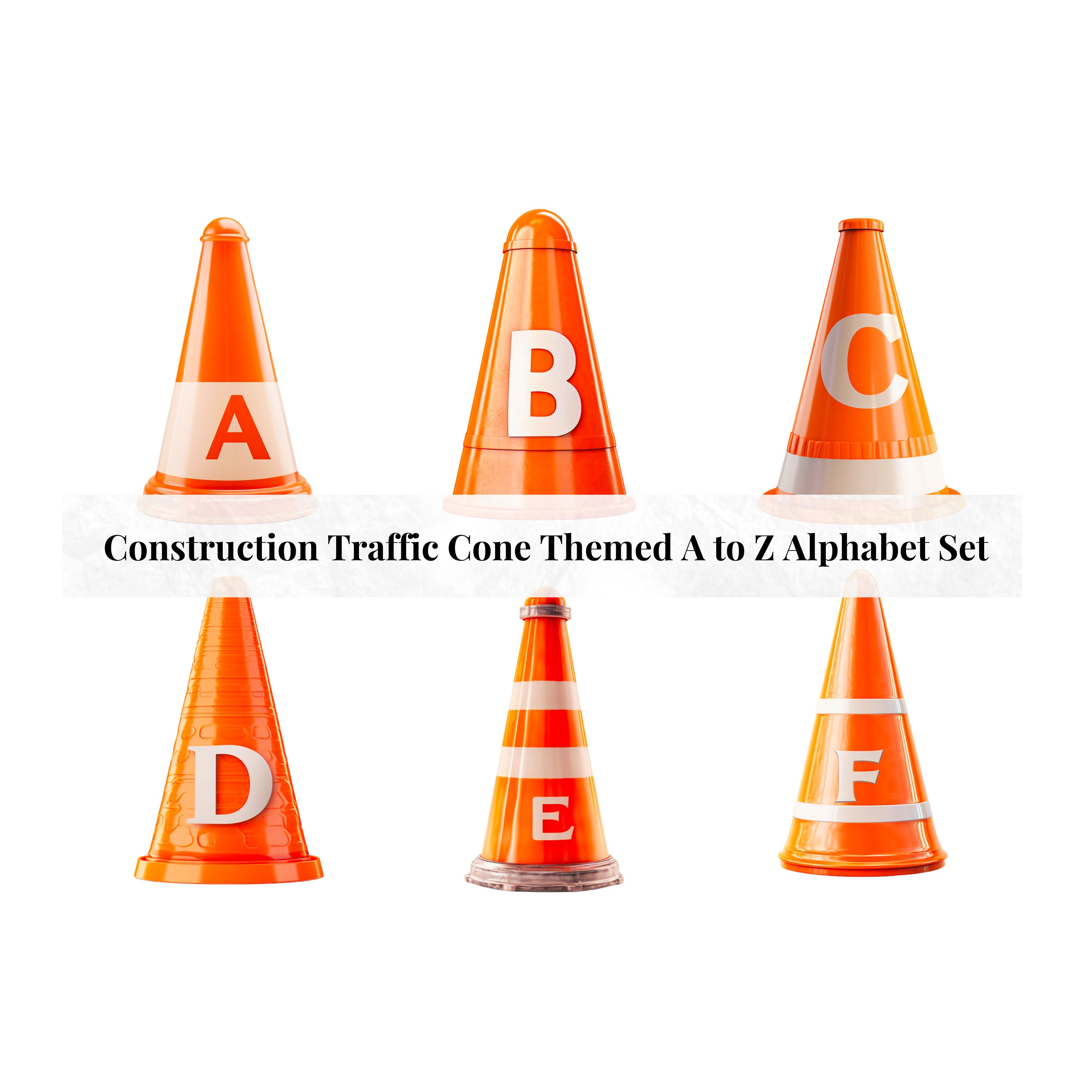 Traffic Cone Clipart Alphabet Letters PNG File for - Etsy