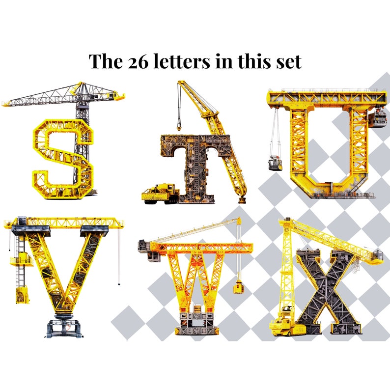Crane Alphabet Clipart: Construction Letters PNG (digital Download) - Etsy