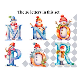 Snowman Clipart Letters | Watercolor Christmas PNG Fonts | Winter ...