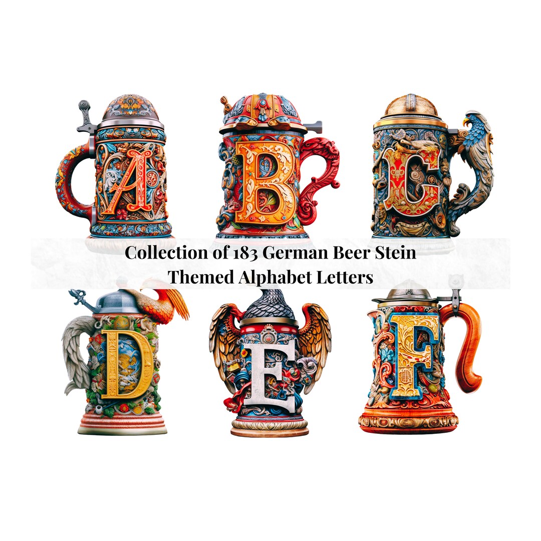 Beer Stein Clipart Alphabet Letters PNG Files for Oktoberfest Digital ...