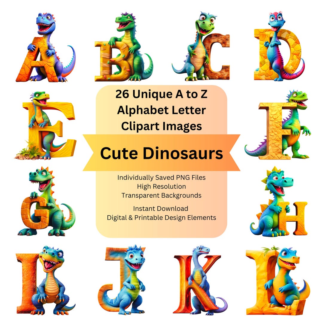 Dinosaur Alphabet PNG for Dinosaurs Printable and Digital Arts and ...