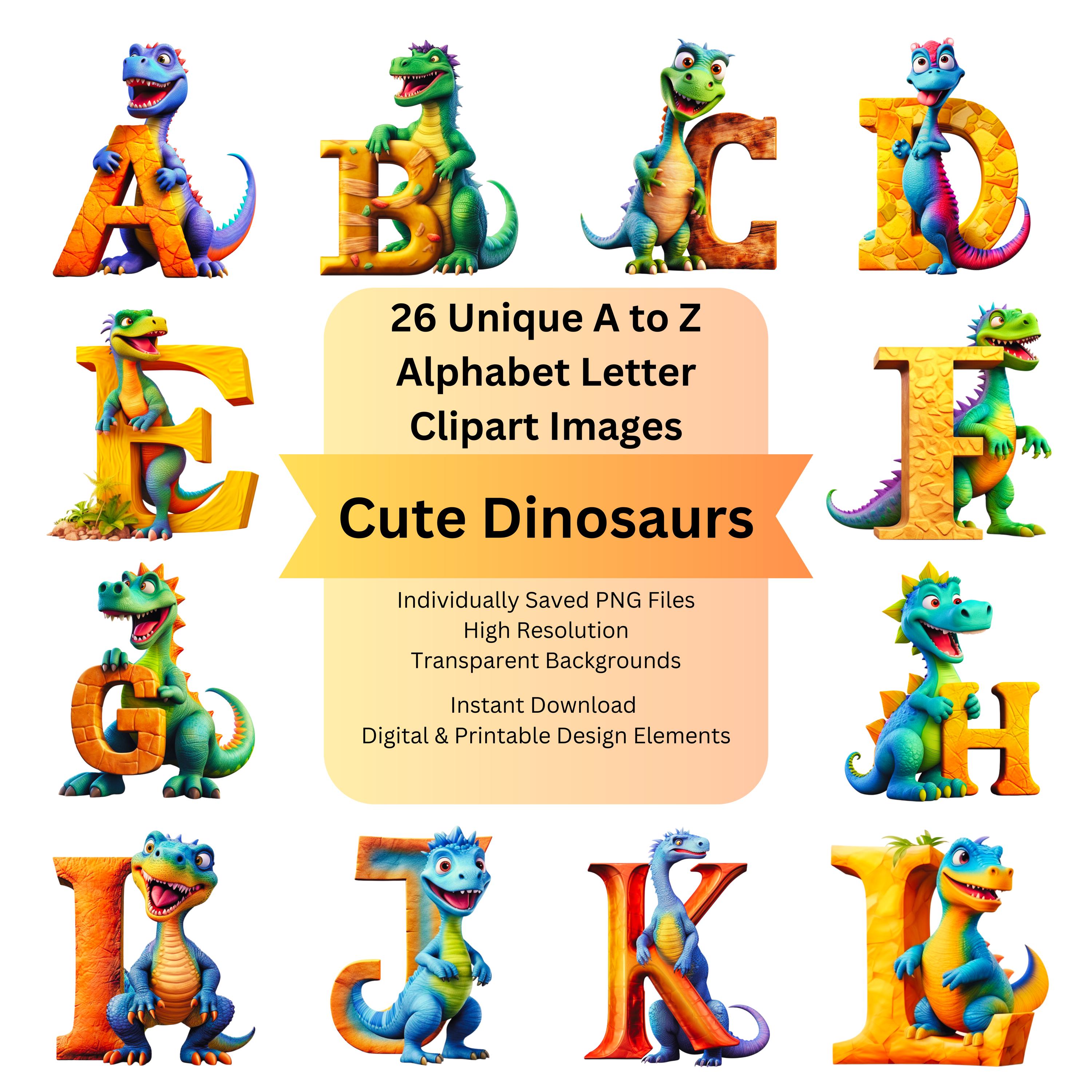 Dinosaur Alphabet PNG for Dinosaurs Printable and Digital Arts and ...