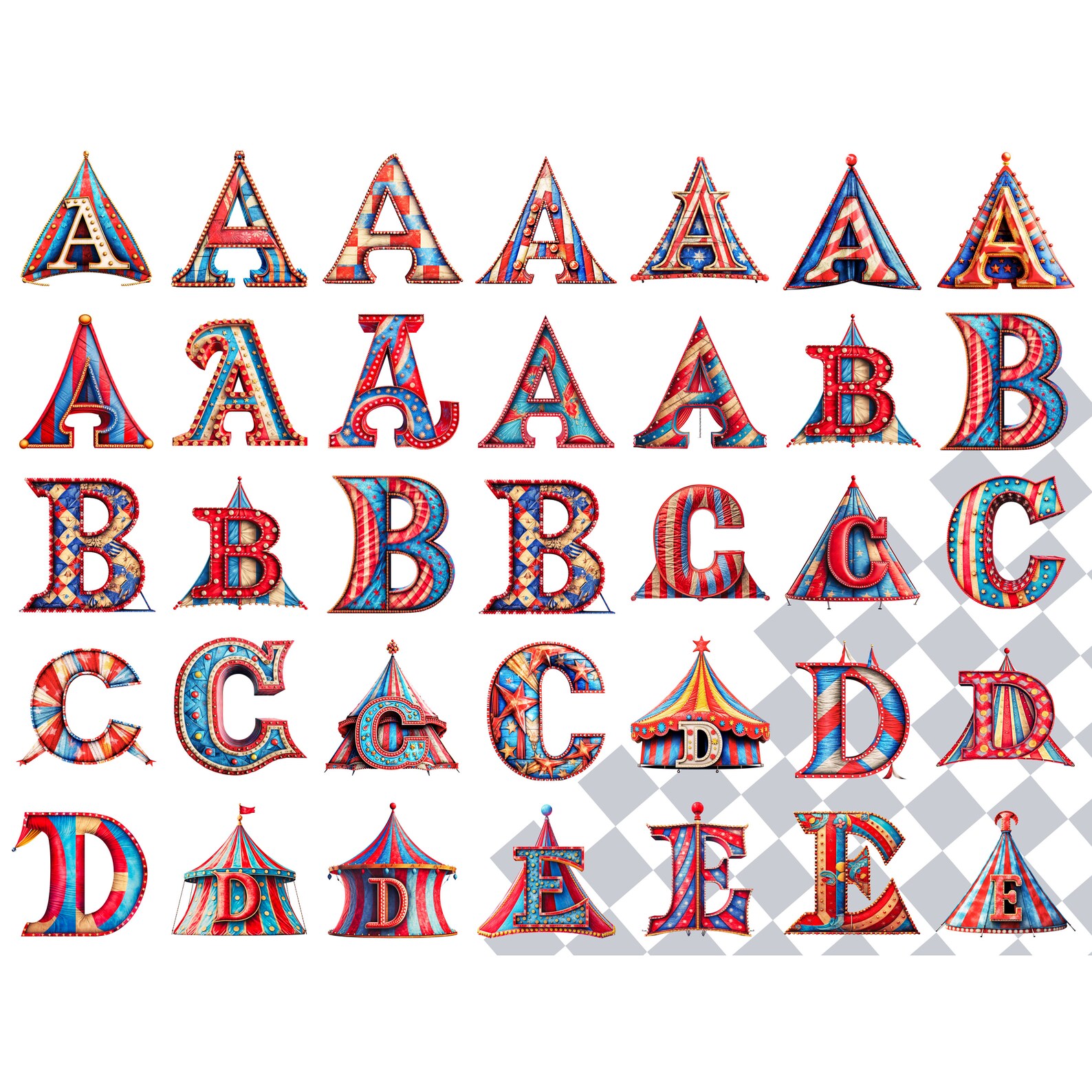 Circus Clipart Alphabet Letters for Instant Download Digital Art ...