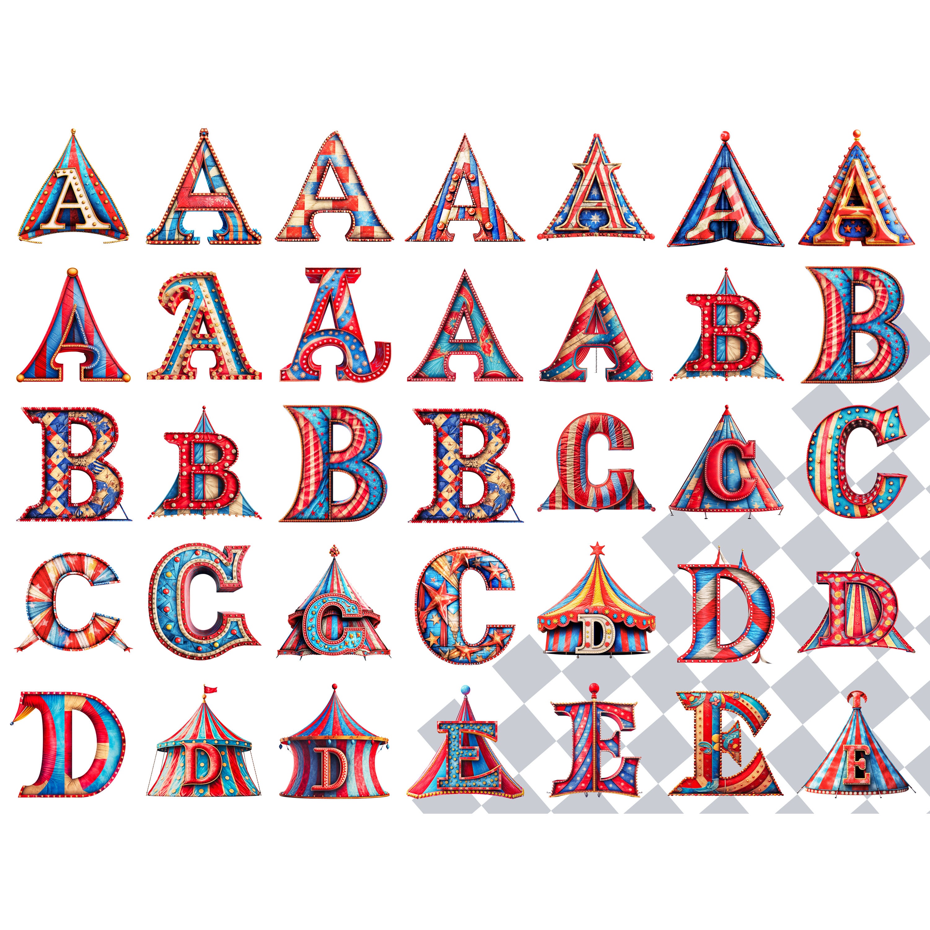Circus Clipart Alphabet Letters for Instant Download Digital Art ...