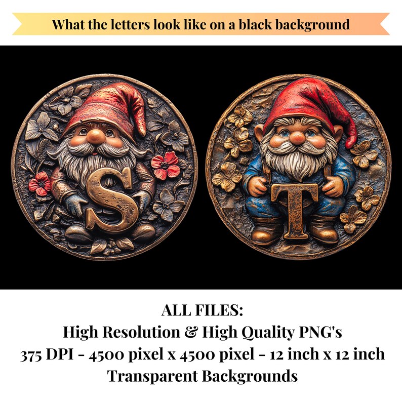 Cute Gnome Clipart Alphabet Letters, Printable & Digital PNG Files ...