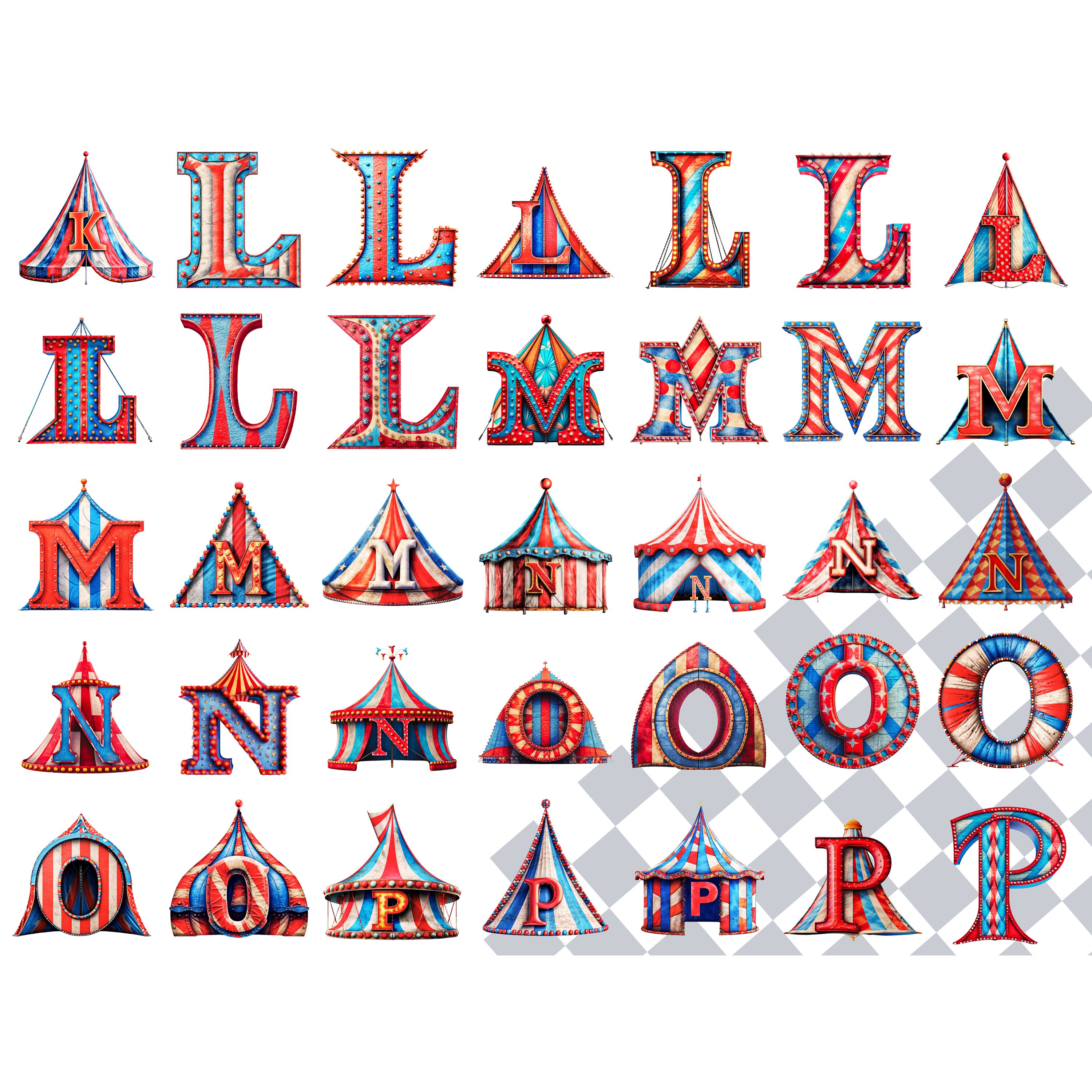 Circus Clipart Alphabet Letters for Instant Download Digital Art ...