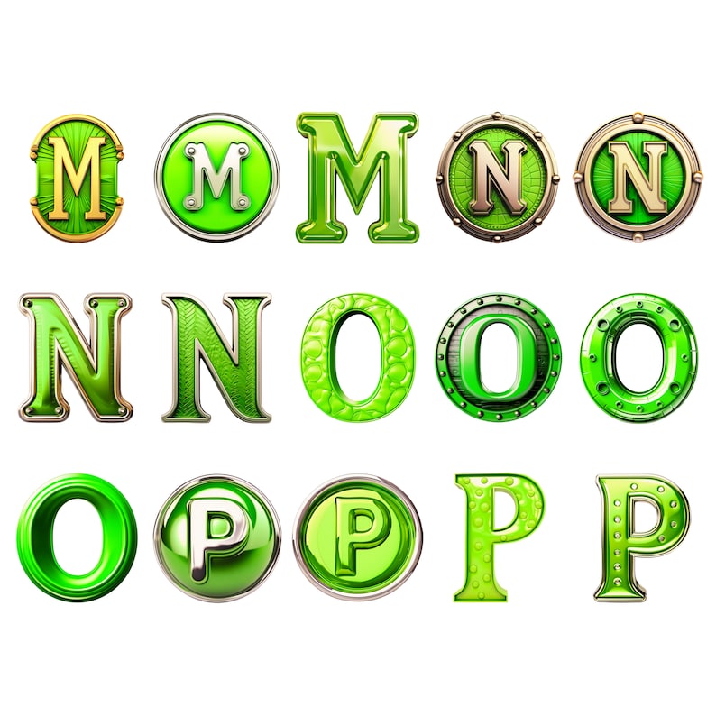 Retro Clipart Alphabet Letters | PNG Lime Green Fonts | Neon Typography ...