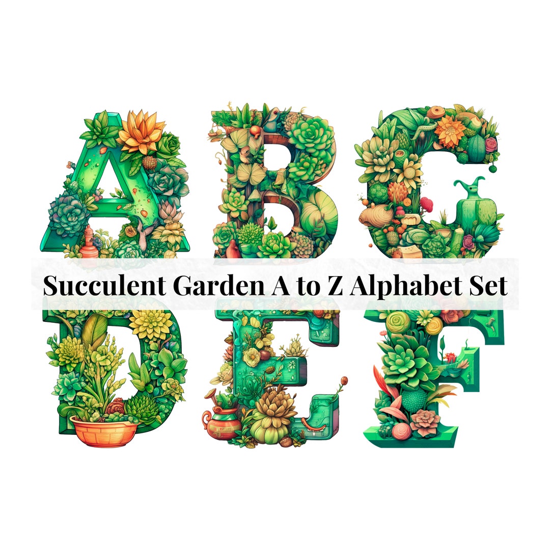 Succulent Clipart Alphabet Letters PNG Files for Cactus Digital ...
