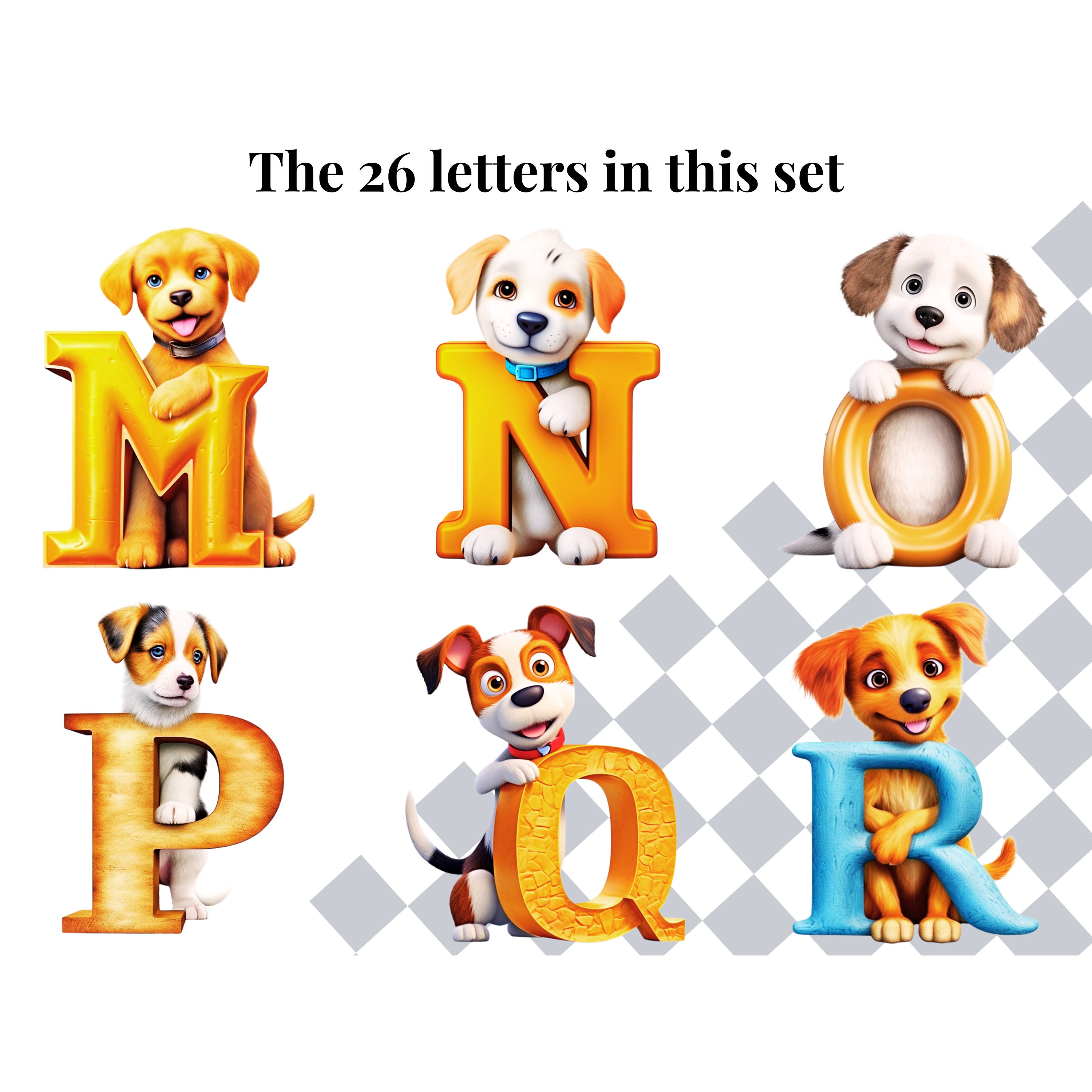 Dog Clipart Animal Alphabet Letters PNG for Instant Download Digital ...