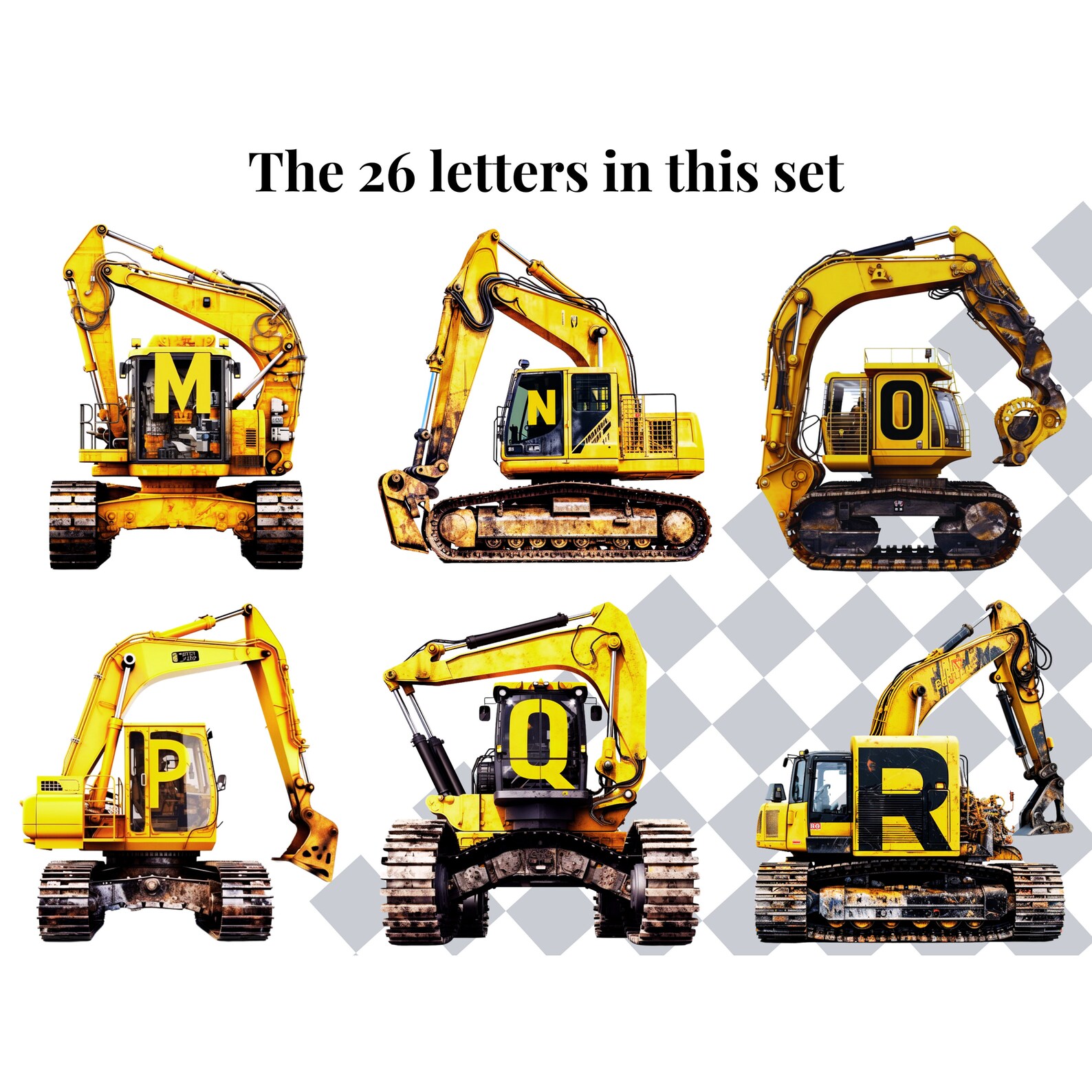 Construction Clipart Alphabet Letters PNG File for Machinery Digital ...