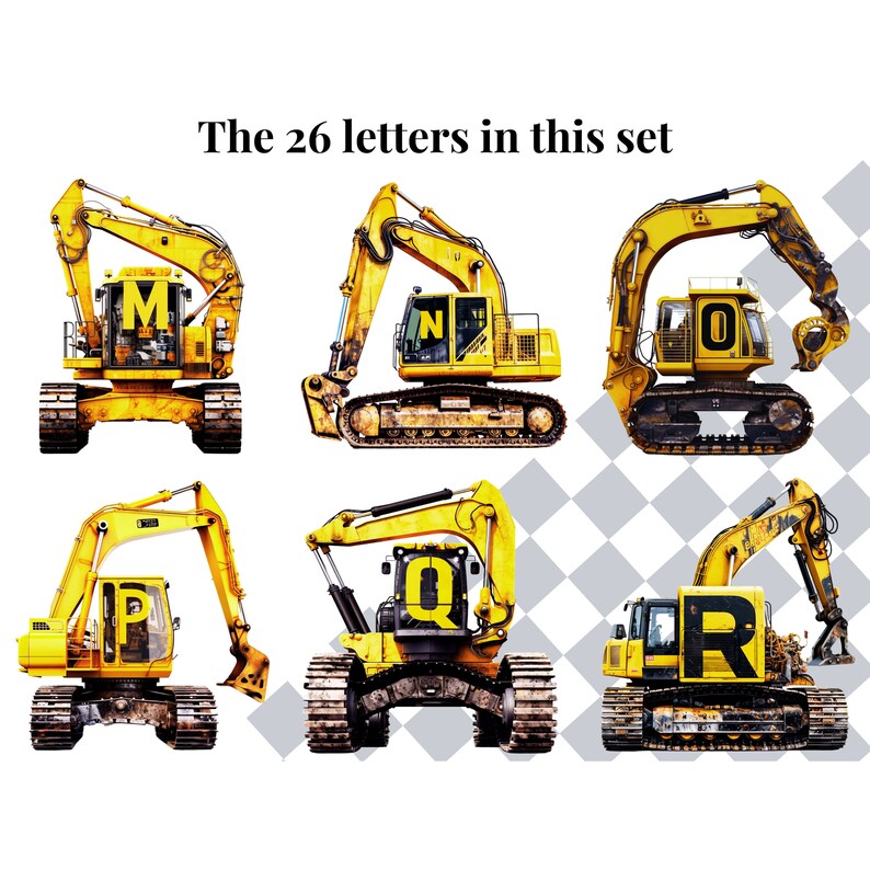 Construction Clipart Alphabet Letters PNG File for Machinery Digital ...