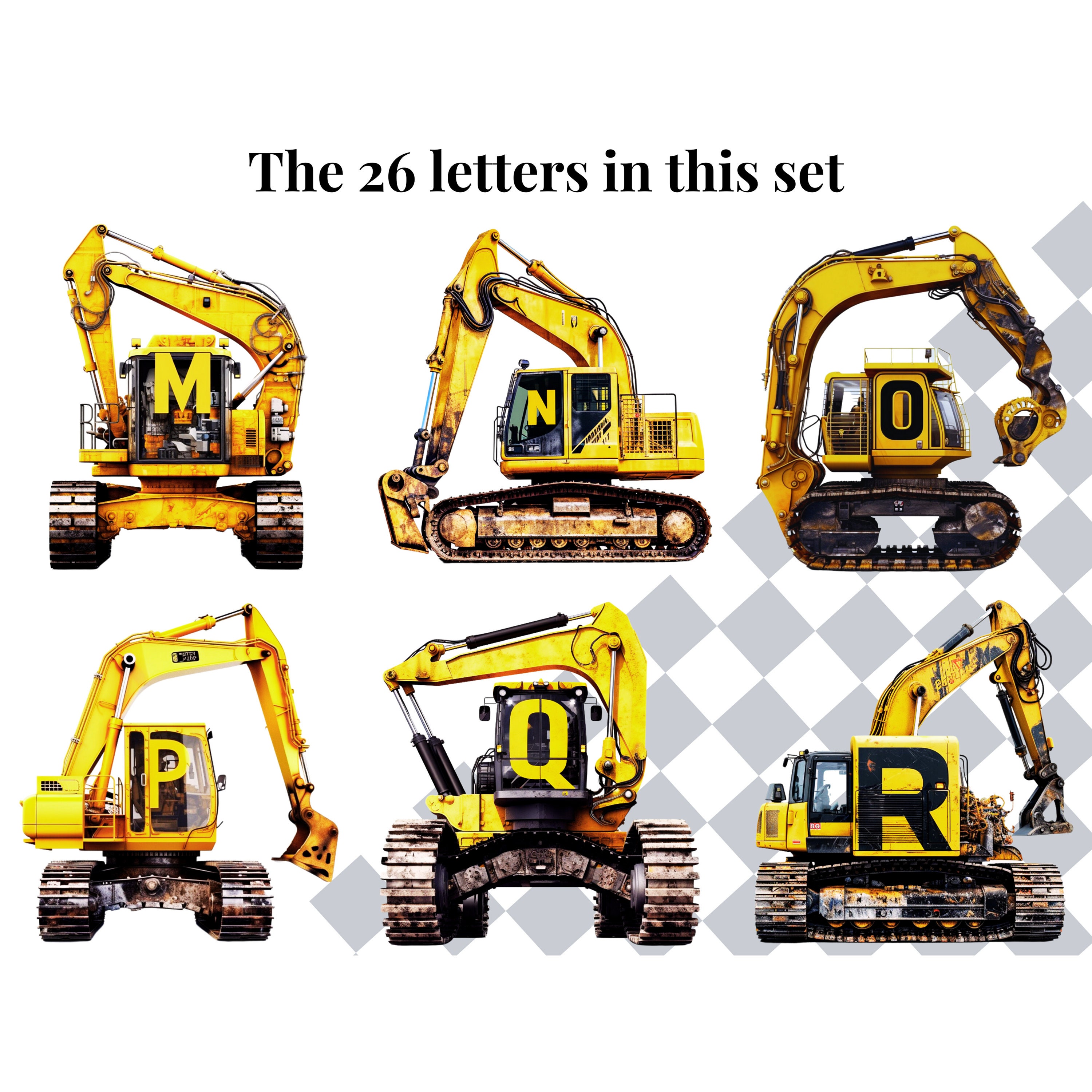 Construction Clipart Alphabet Letters PNG File for Machinery Digital ...