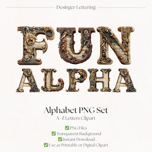 Music Clipart Alphabet Letters | Retro Musical Font PNG Files | Digital ...