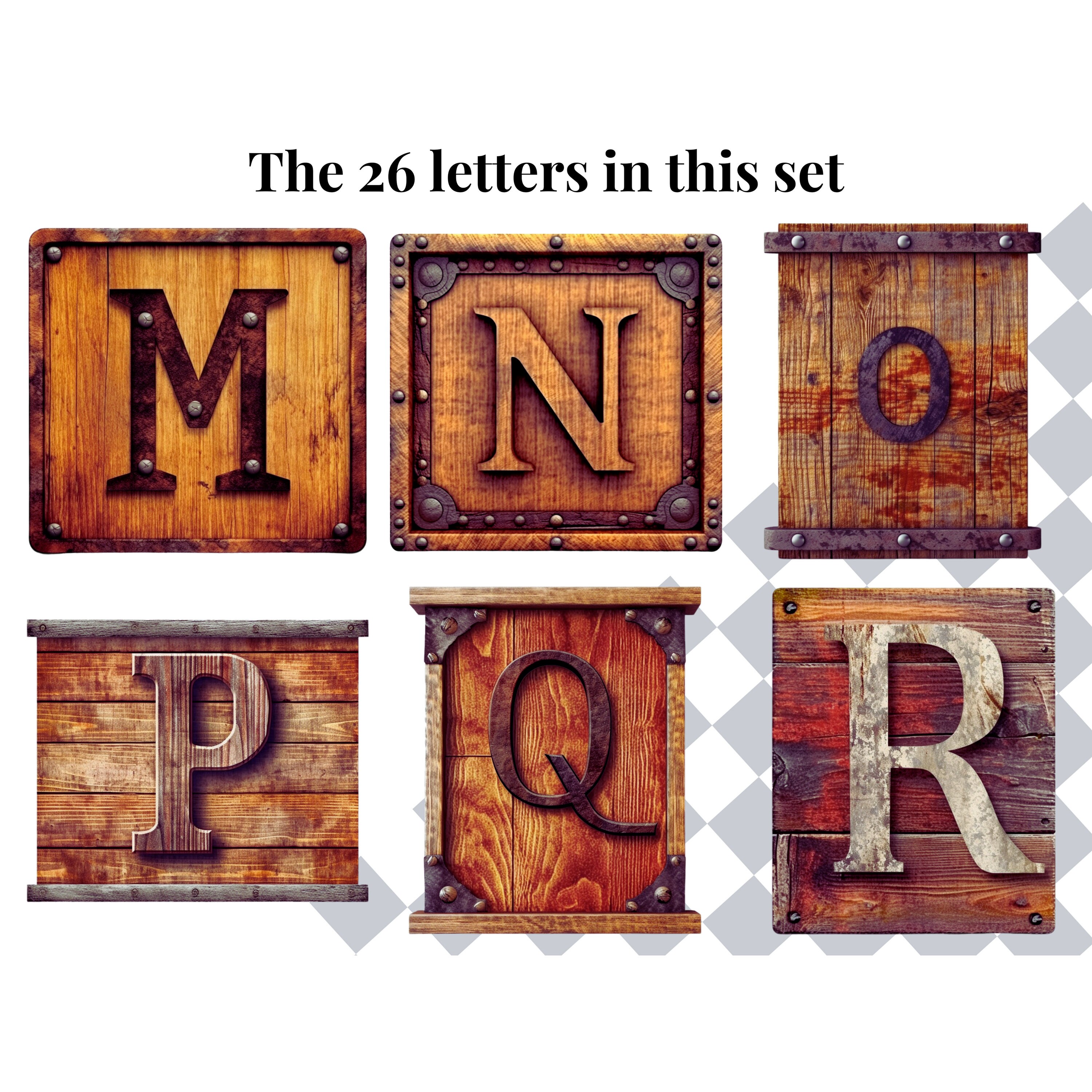 Rustic Clipart Alphabet Letters PNG Files for Instant Download ...