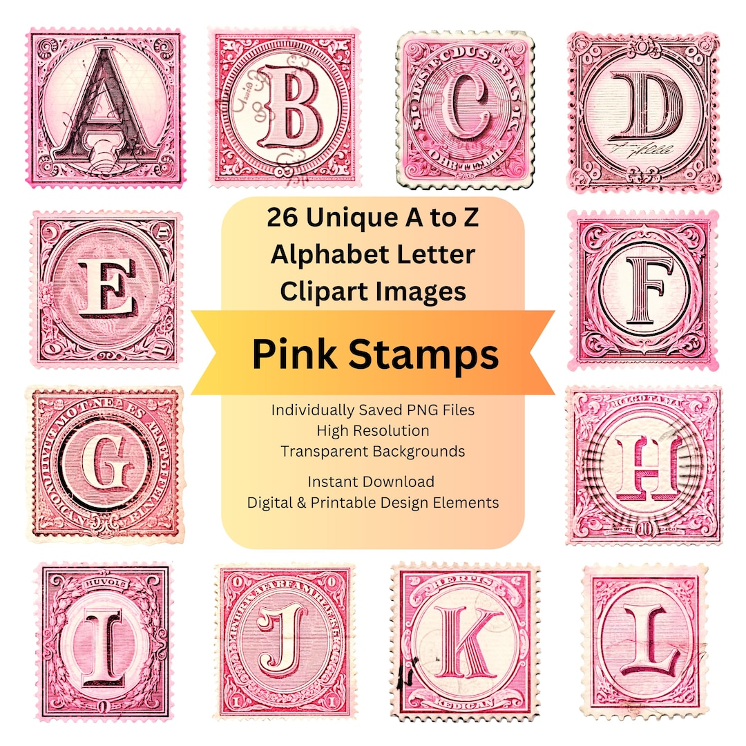 Postage Stamp Clipart Alphabet Letters PNG Files for Digital Download ...