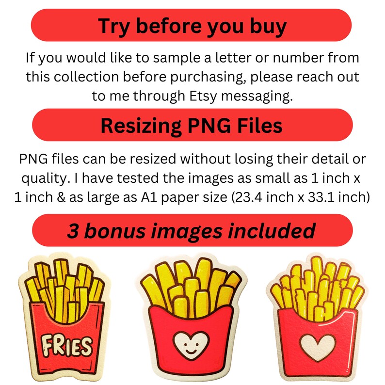 French Fries PNG Alphabet Letter | Kawaii Fast Food Clipart | Digital ...