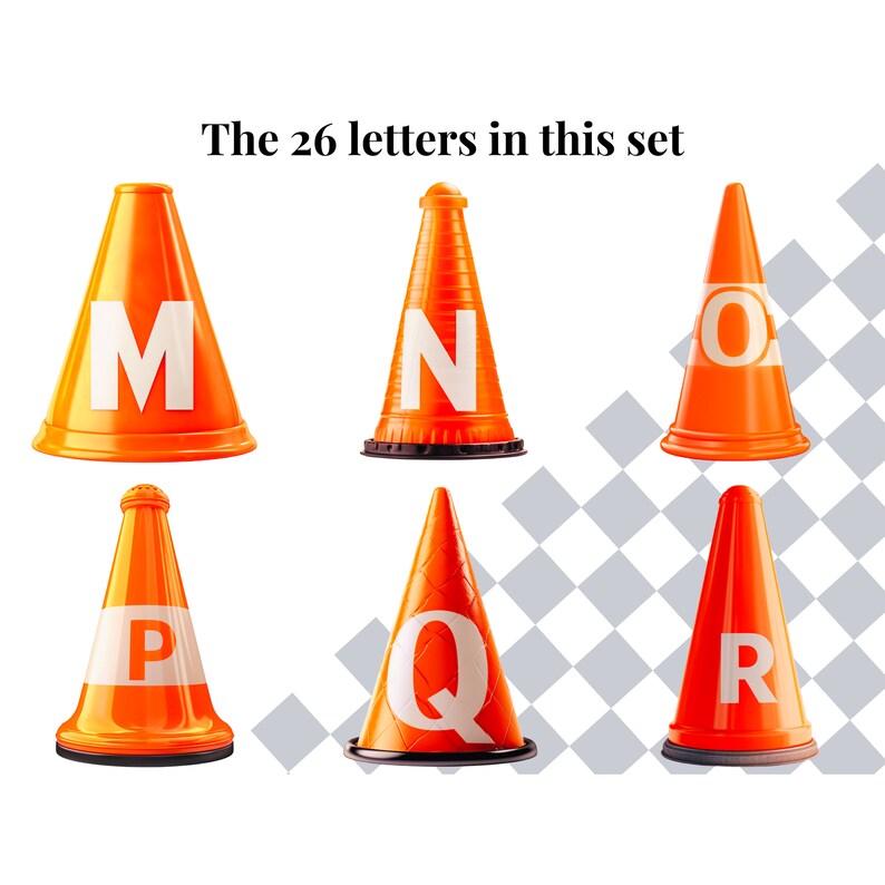Traffic Cone Clipart Alphabet Letters PNG File for Construction Digital ...