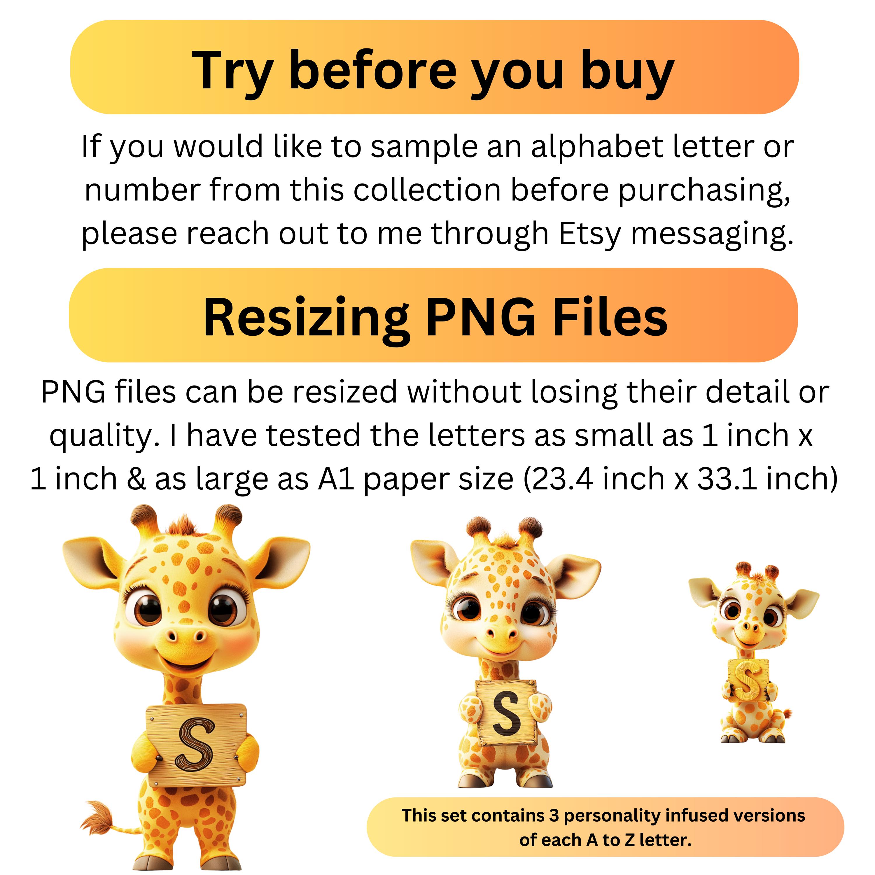 Giraffe Clipart Alphabet PNG Fonts | Baby Safari Animal Letters and ...