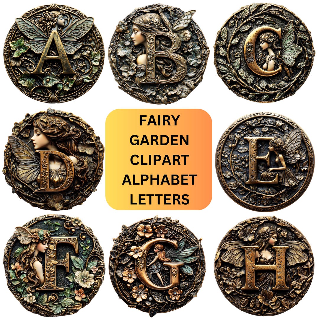 Fairy Garden Clipart Alphabet Letters PNG, Vintage Floral Faerie ...
