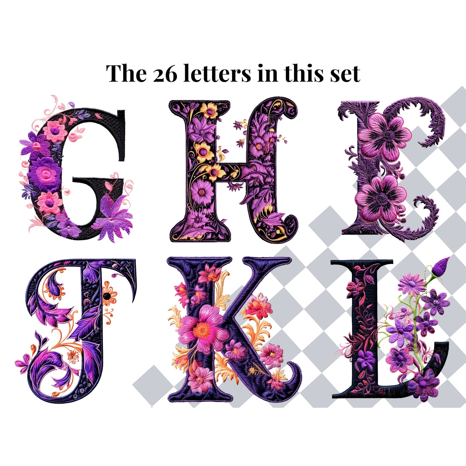 Flower Clipart Alphabet Letters PNG Files for Floral Digital Download ...