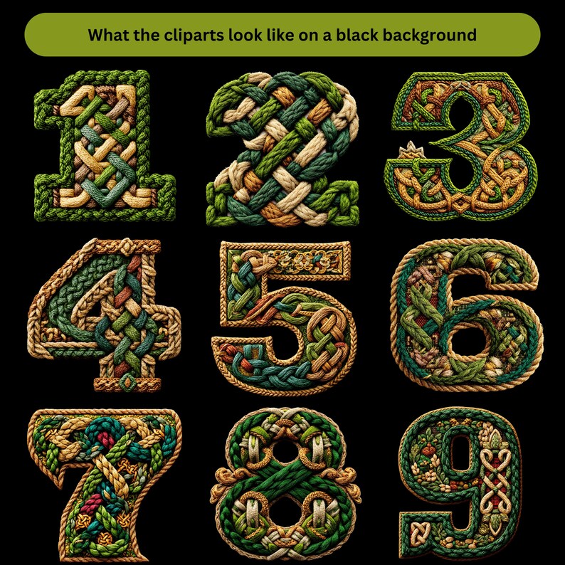 Green Celtic Alphabet Letters & Numbers, Transparent Clipart Font PNG ...