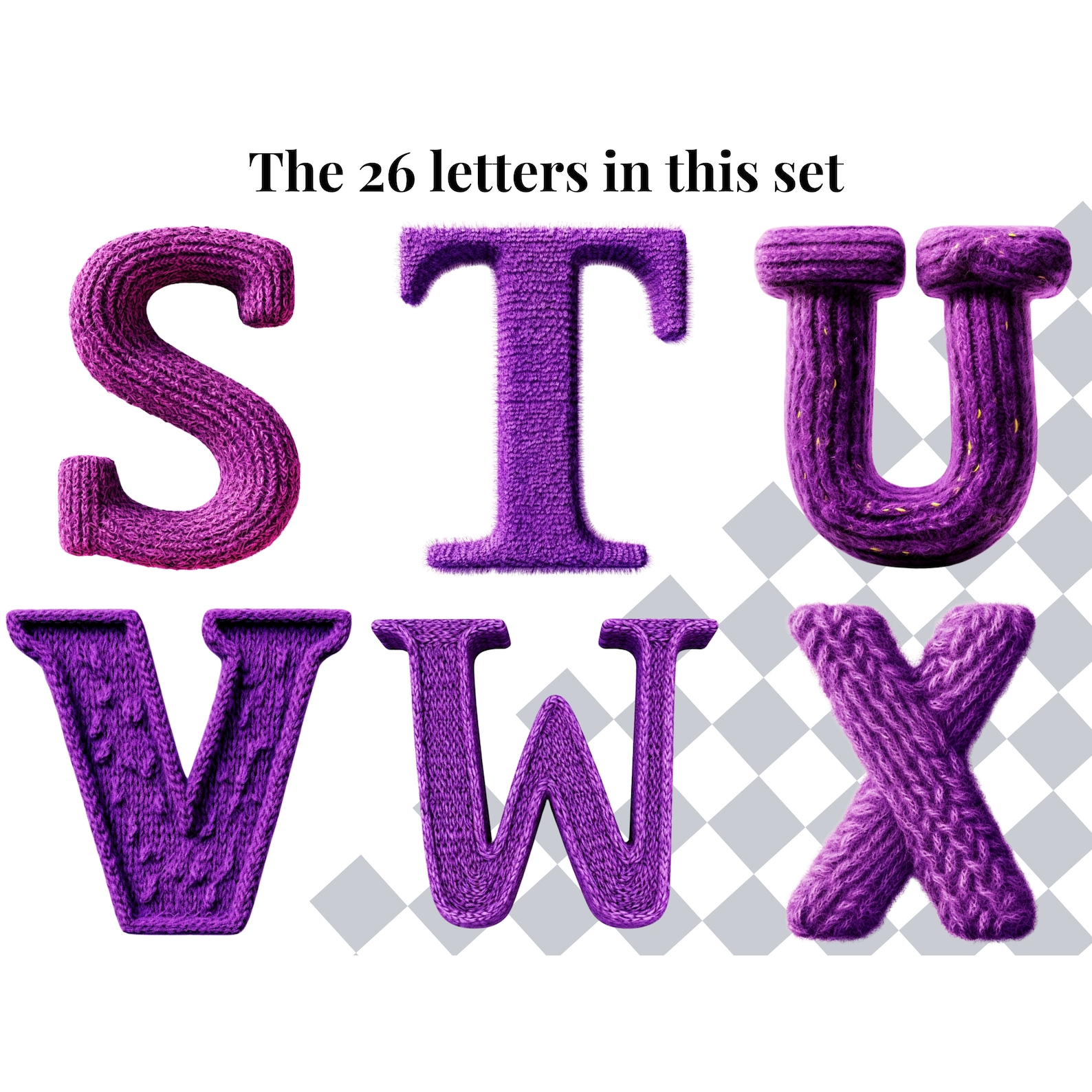 Knitted PNG Letter Set | Purple Wool Alphabet Lettering | Crafty Fonts ...