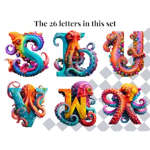 Octopus Printable Alphabet Letters and Numbers for Under the Sea ...