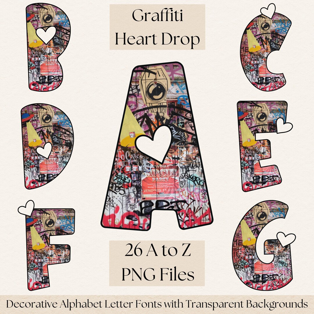 Graffiti Alphabet PNG Letters A–Z | Street Art Decorative Clipart Font ...