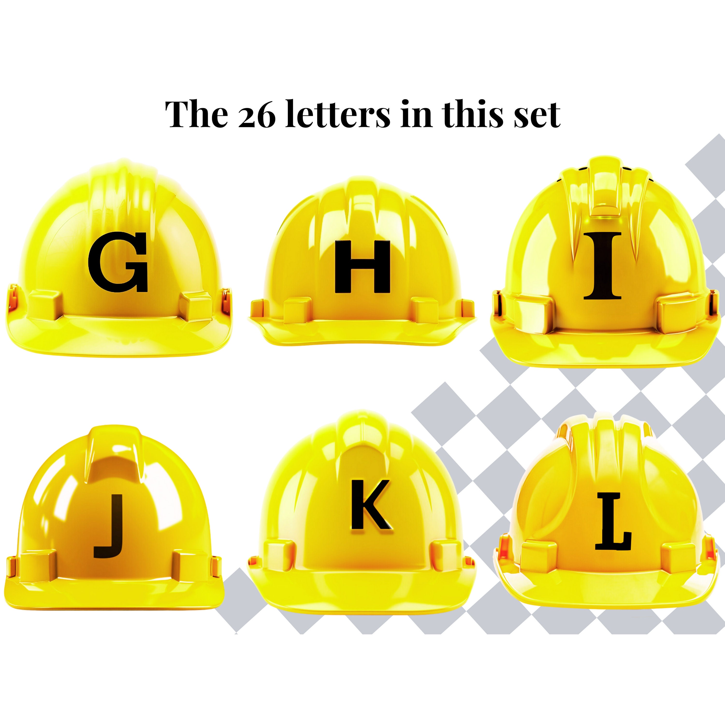 Hard Hat Clipart Alphabet Letters PNG File for Construction Digital ...