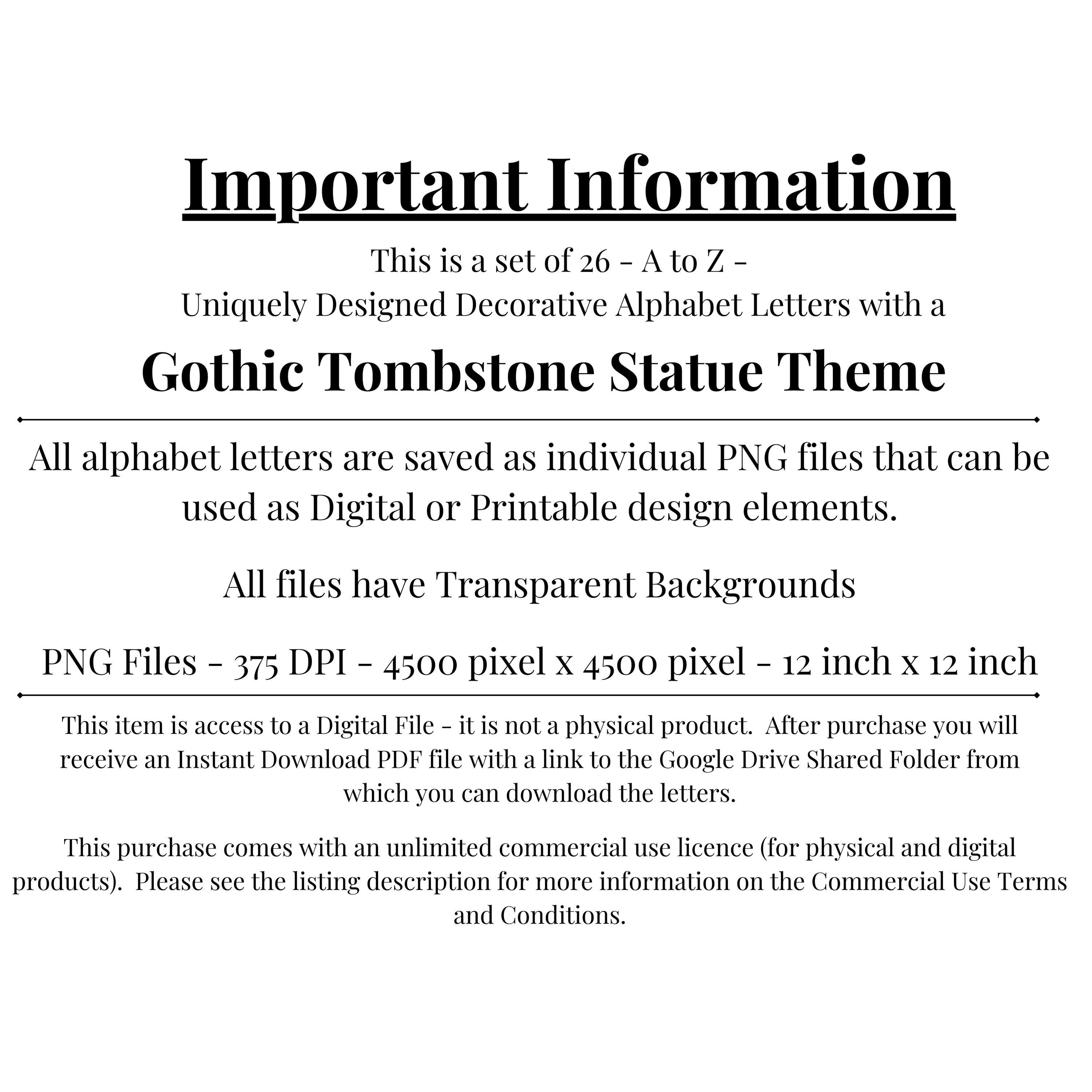 Gothic Tombstone PNG Letters | Halloween Themed Clipart Alphabet Images ...