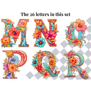 Alphabet Clipart Floral Letters for Boho Print on Demand Cricut Designs ...
