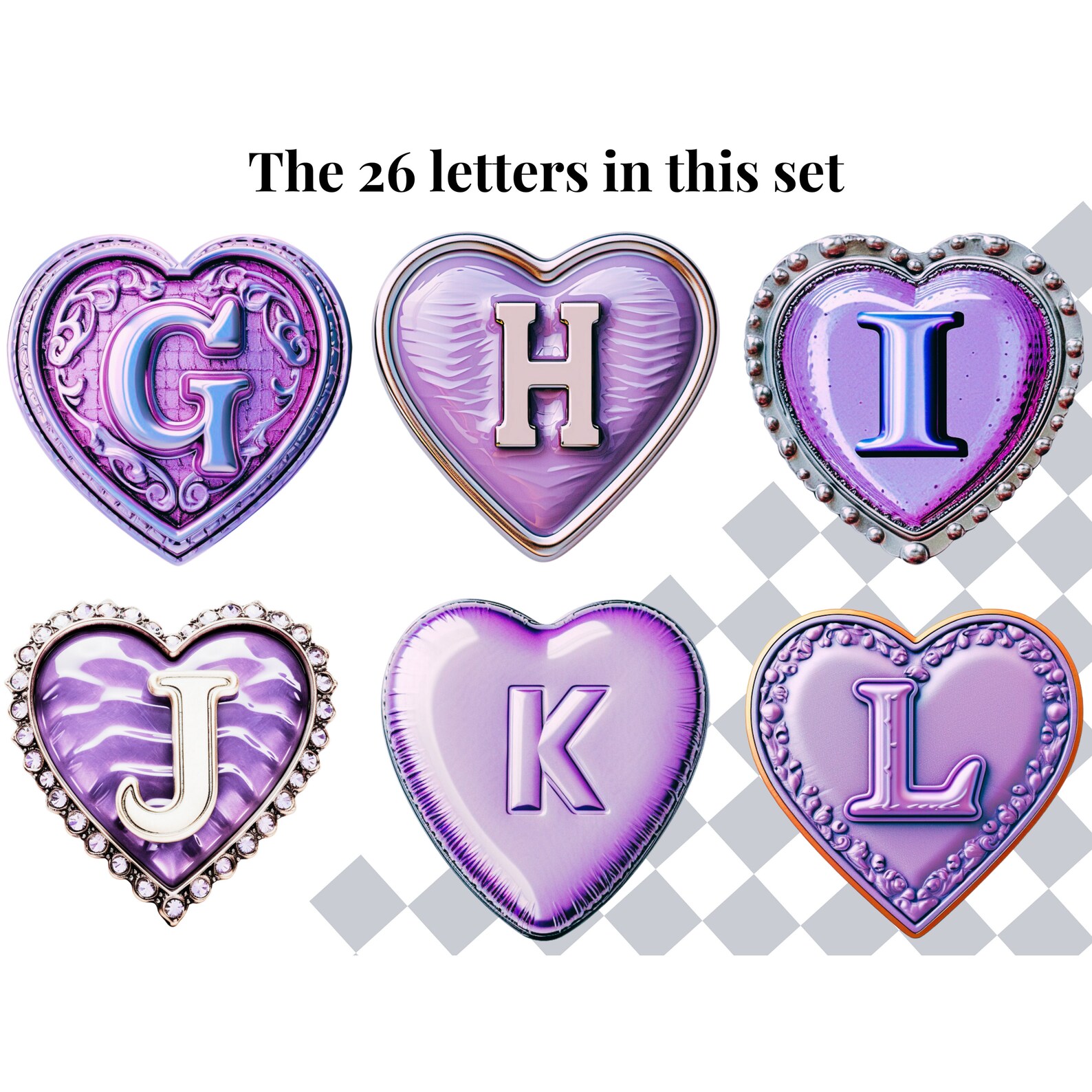 Purple Heart Clipart Alphabet Letters | PNG Romance Fonts | Love ...