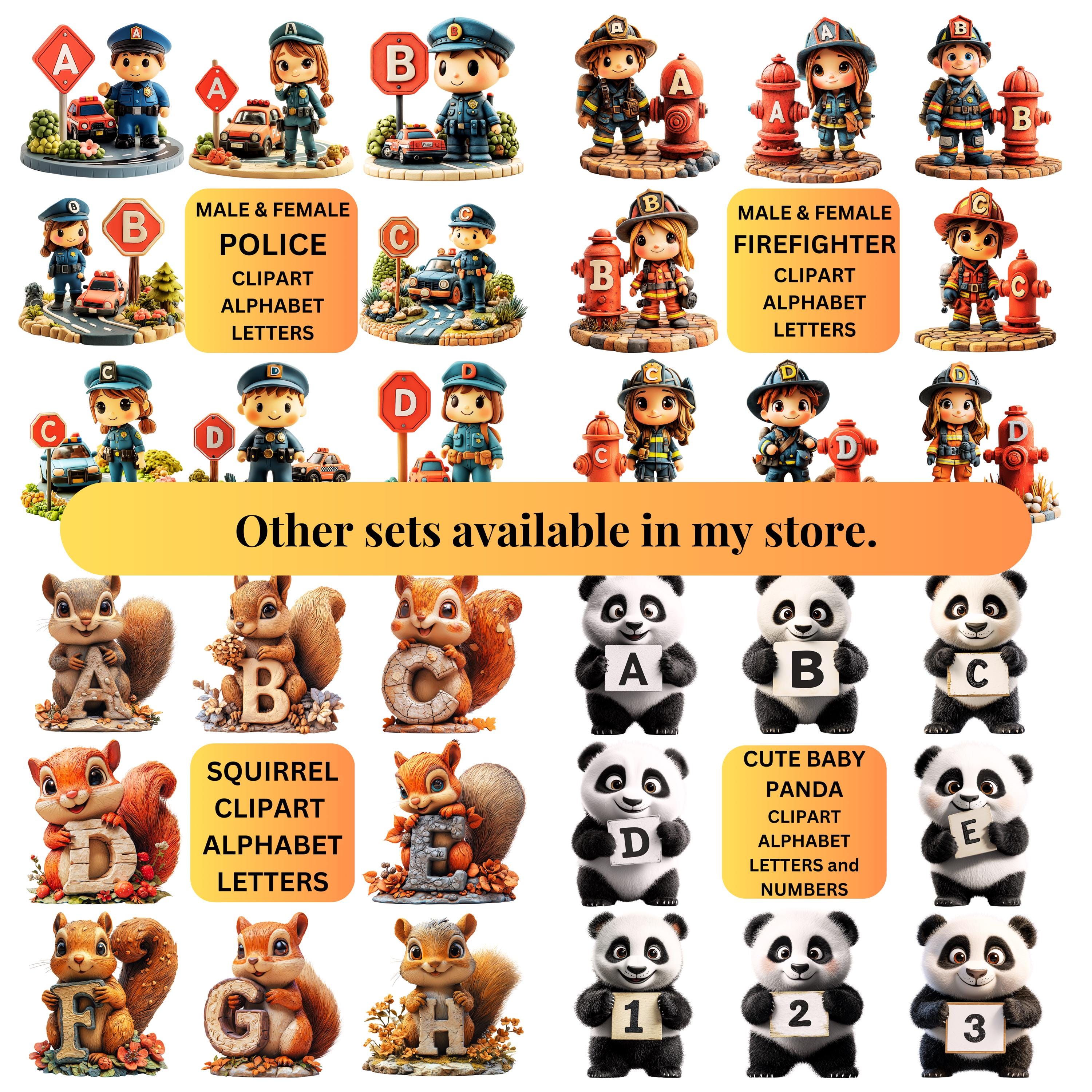 Paramedic EMT Clipart Alphabet: Male & Female Rescue Worker Letters ...
