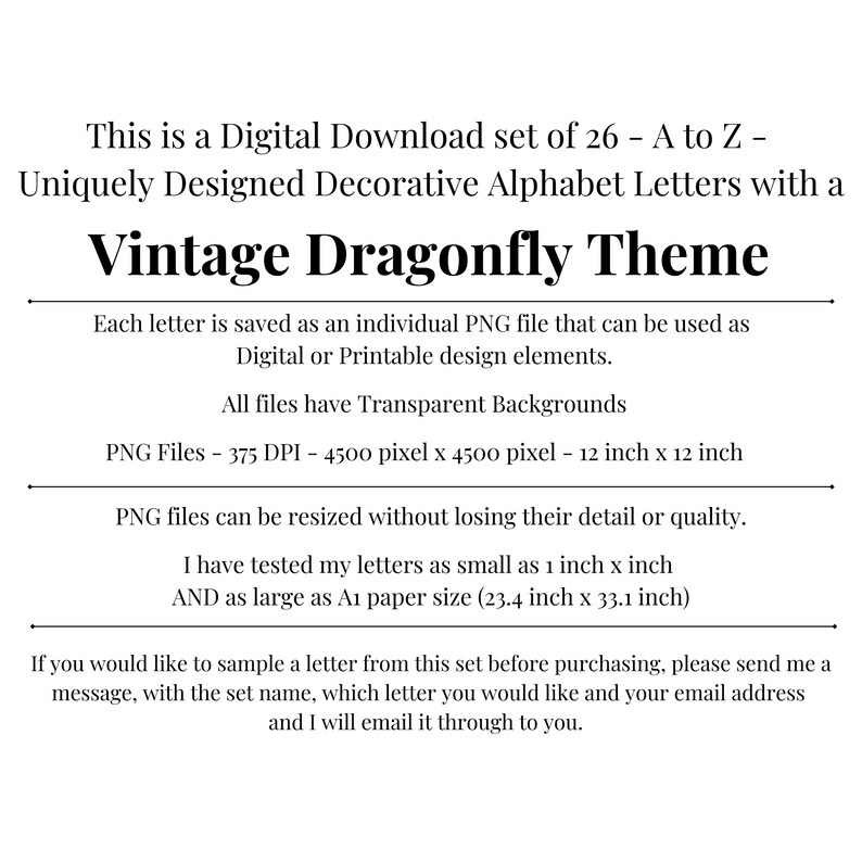 Dragonfly Clipart Alphabet Letters, PNG Fonts for Digital and Printable ...