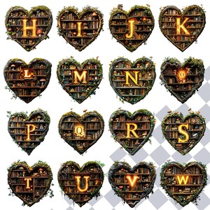 Bookcase Clipart Letters | Book Themed Alphabet PNG Images | Bookish ...